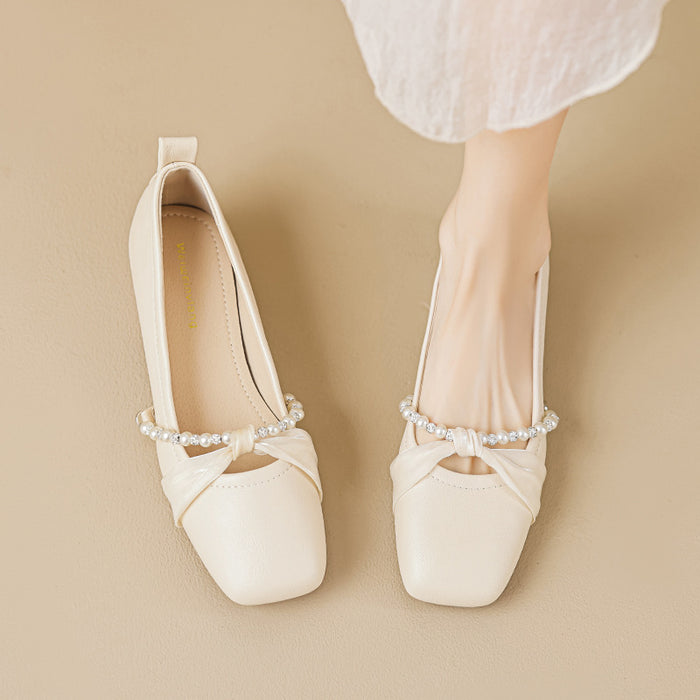 Women Fashion Soft Leather Low Block Pumps