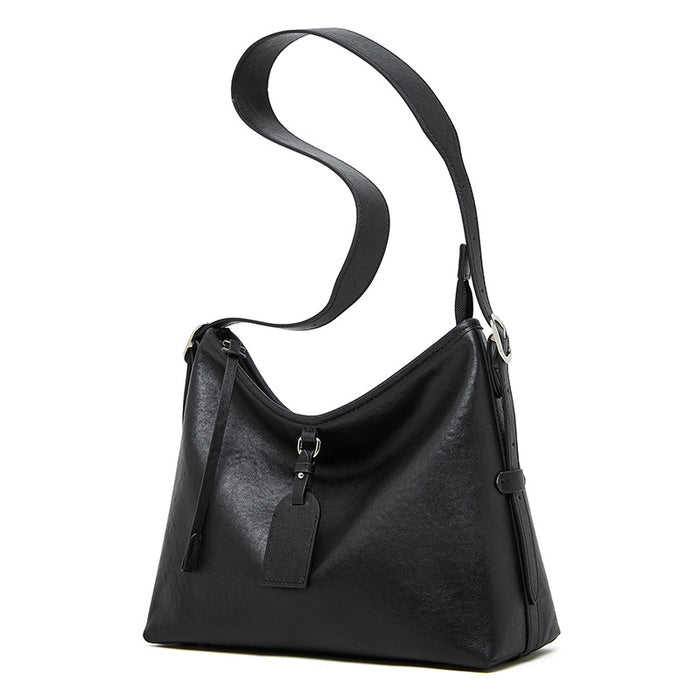 Women's Solid Soft Leather Large Capacity Cross Body Bag