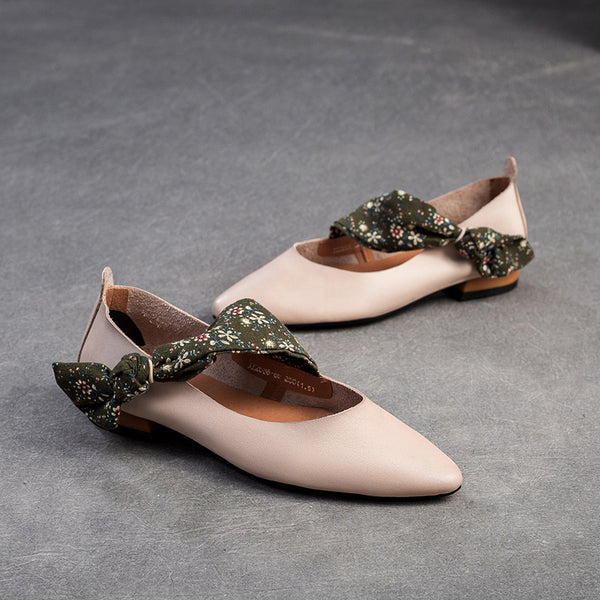 Women Elegant Leather Pointed Toe Low Block Pumps