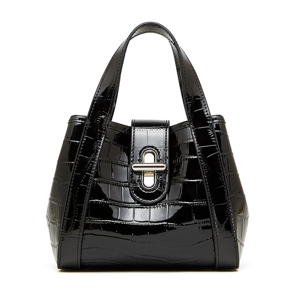 Women's Plain Croc Embossed Leather Cross Body Handbag