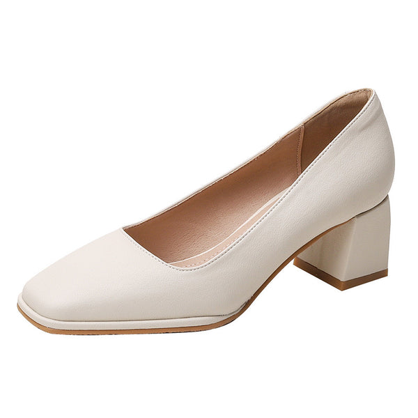 Women Soft Minimalist Chunky Heel Pumps