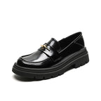 Women Retro Spring Black Casual Loafers