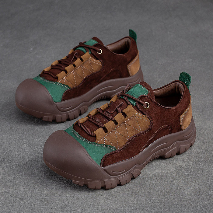 Women Retro Patchwork Leather Casual Shoes