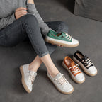 Women Stylish Leather Patchwork Flat Casual Shoes