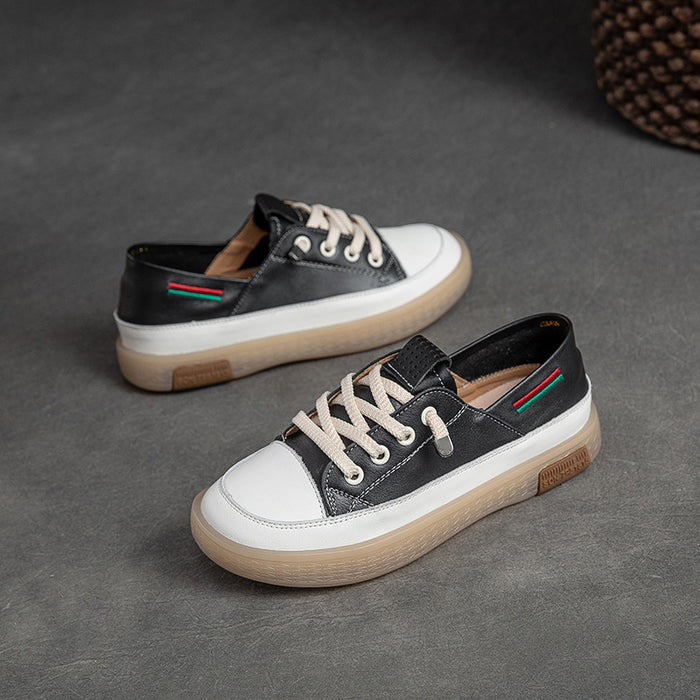 Women Stylish Leather Patchwork Flat Casual Shoes