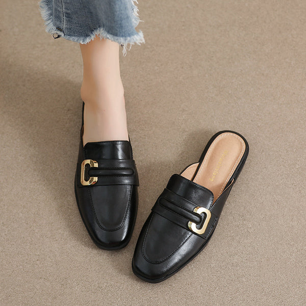 Women Retro Pointed Toe Flat Mules
